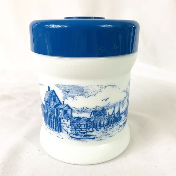Unmarked | Kitchen | Vintage Milk Glass Seaside Boat Lighthouse Scene ...